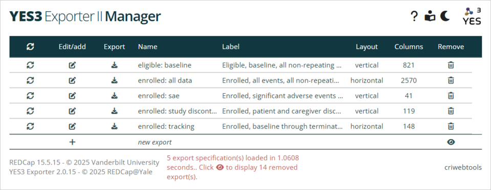 YES3 Exporter 2 Released | REDCap